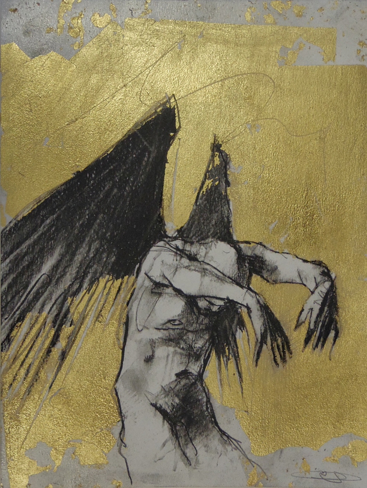 william-saw-angels-5-conte-and-gold-leaf-on-paper-25-x-30-cm ...