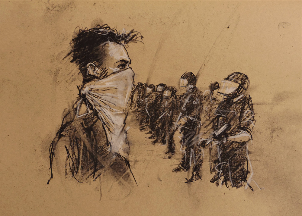 3440 ‘september 17’, conte and chalk on paper, 20 x 25 cm, september ...